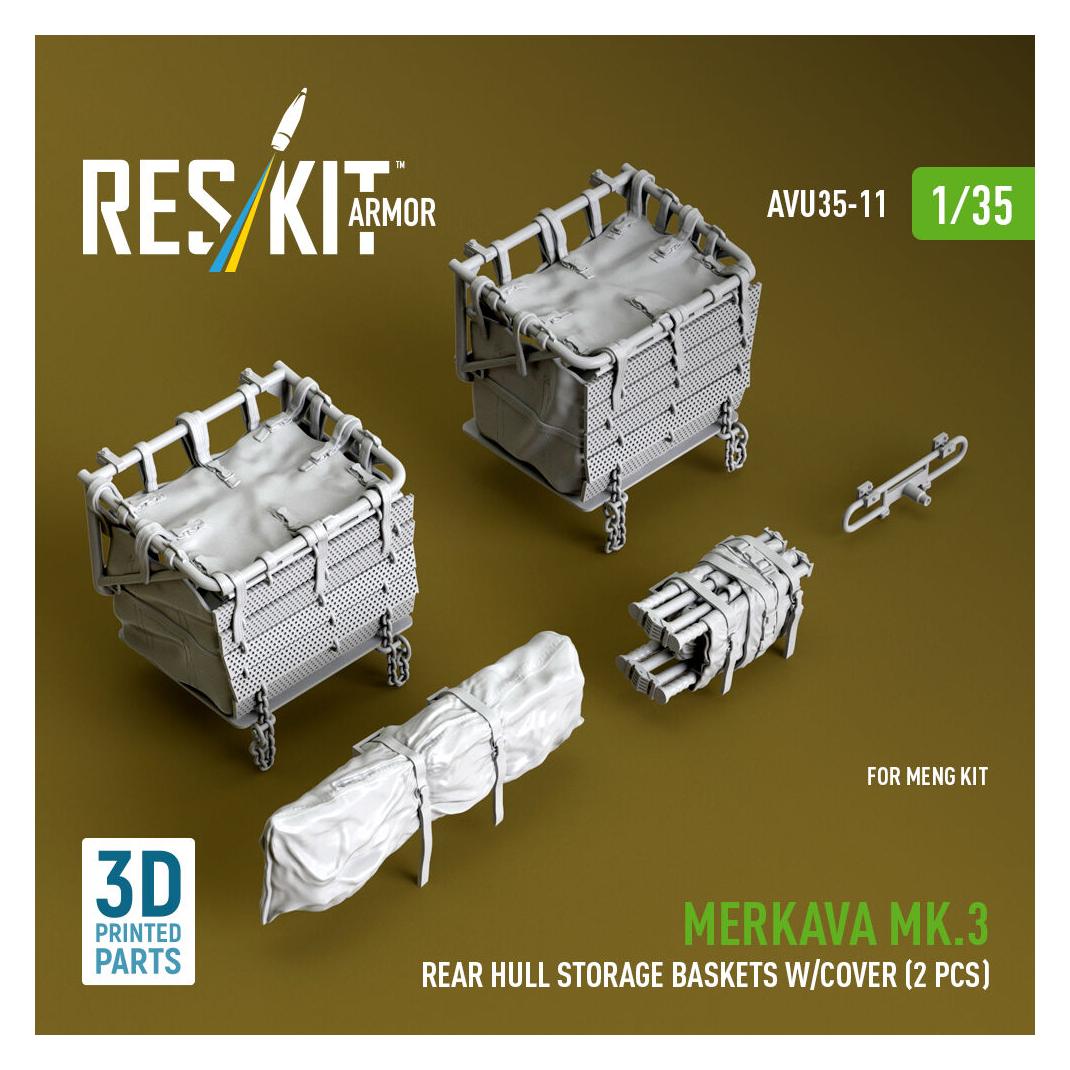 ResKit Merkava Mk.3 rear hull storage baskets w/cover (2 pcs) for Meng ...