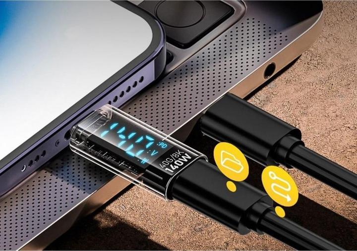 PowerGuard USB-C Adapter LED Volt Watt Display up to 140W 40Gbps 8K PD ...