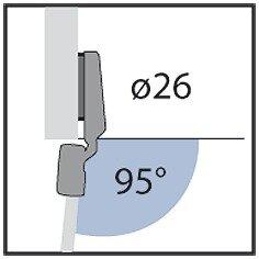 Hettich Intermat glass door hinge corner stop, angle 95° glass ...