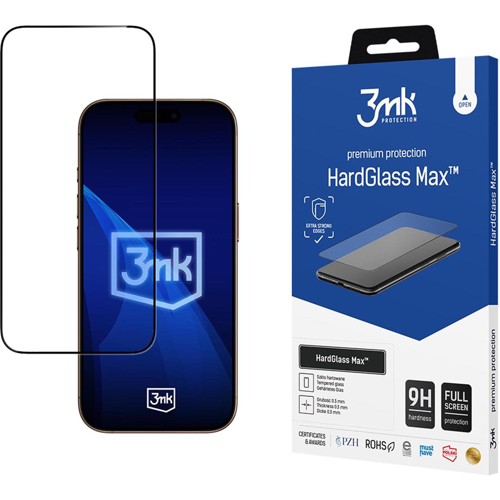 3MK - HardGlass Tempered Screen Protector - iPhone 17 Pro Max - Black ...