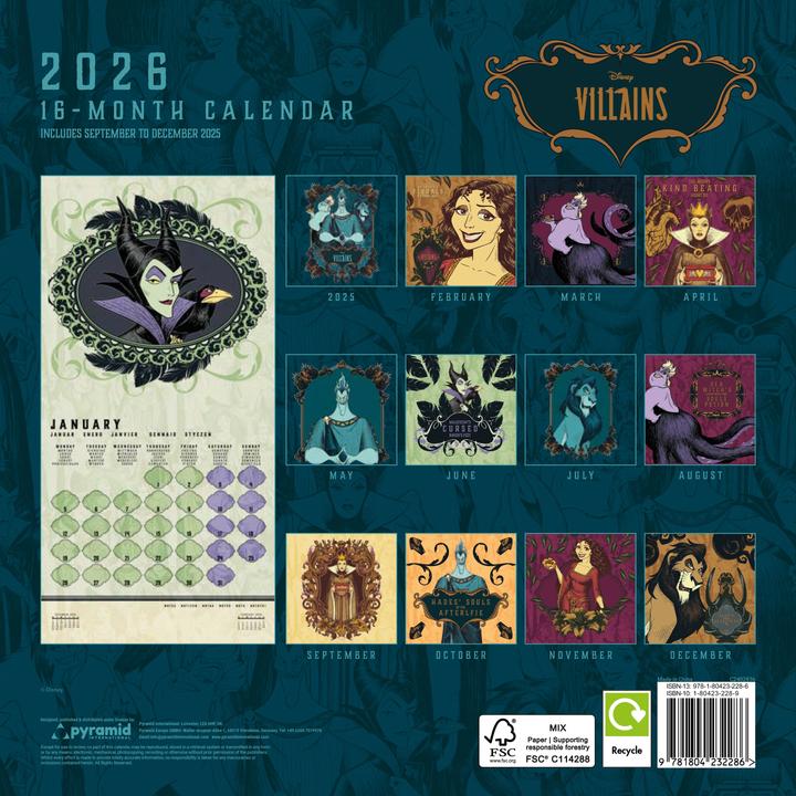 Pyramid Disney Villains Square Calendar 2026 30x30 - buy at Digitec