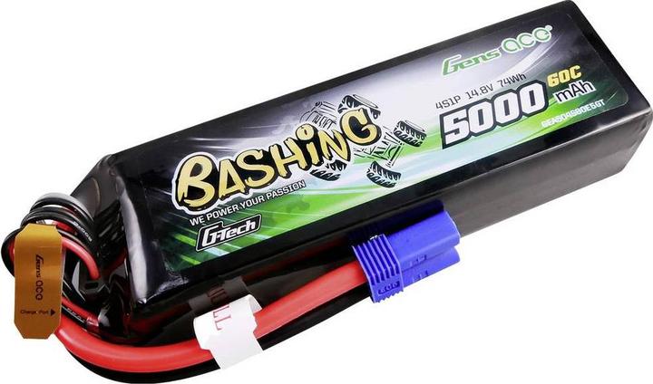 Gens Ace G-Tech 5000mAh 14.8V 4S1P 60C Lipo Battery Pack with EC5 Plug ...