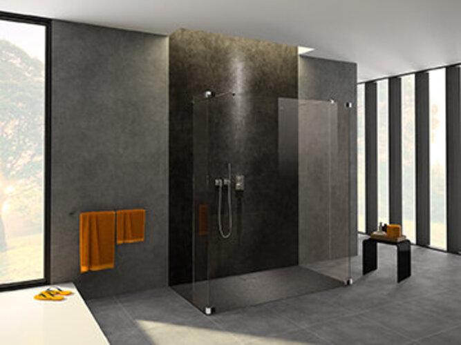 Hüppe EasyFlat shower tray, drain long side, rectangular, 1400x800mm ...