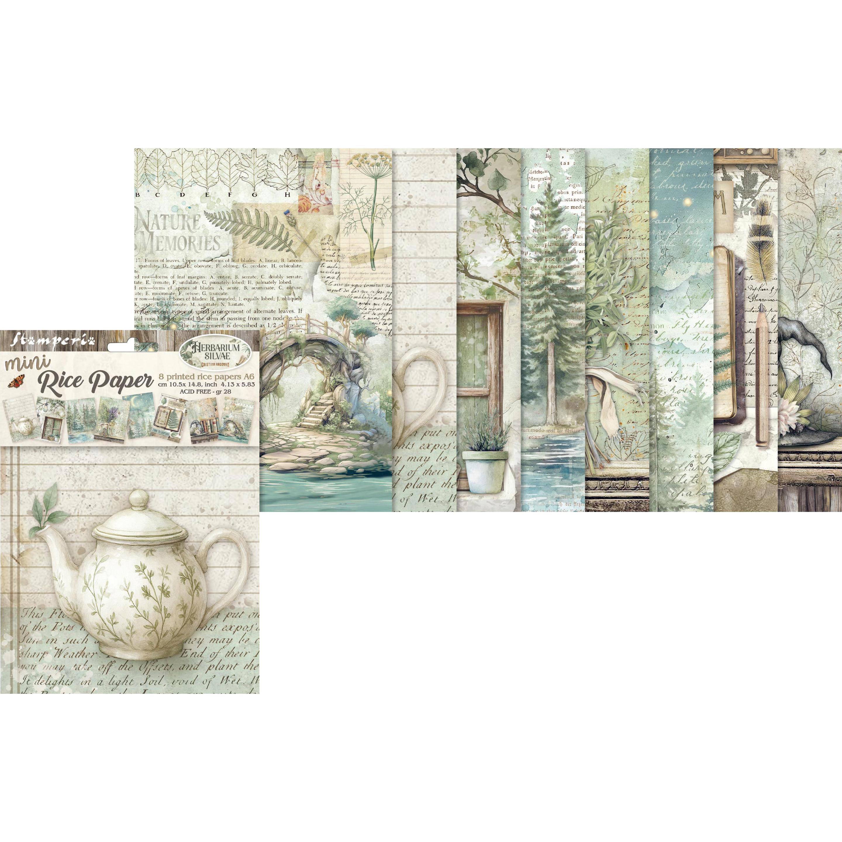 Stamperia Motiv-Strohseiden Sortiment "Herbarium Silvae", DIN A6, 8er Set - Galaxus