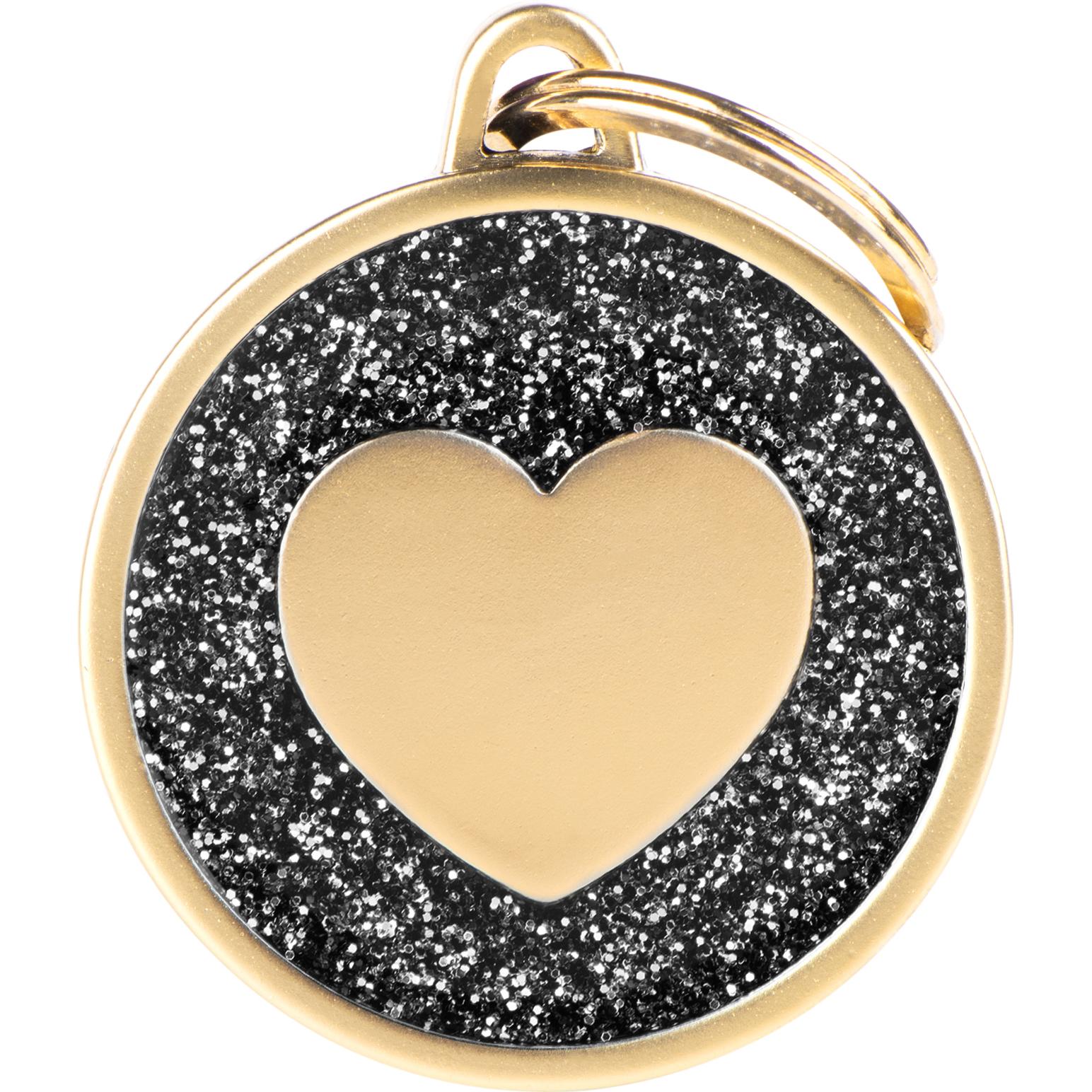 Myfamily MyFa tegn shine, cirkel stor med gylden hjerte, sort - Galaxus