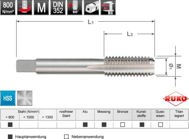 Terrax by Ruko Hand tap DIN 352 HSS M3 - buy at Galaxus