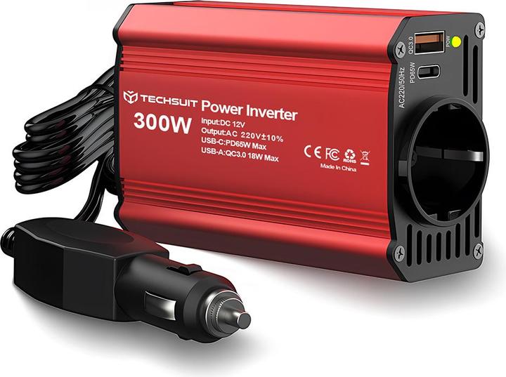 Techsuit - Car Power Inverter FlexiCarVolt (IA1) - Type-C, USB-A ...