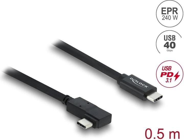 Delock Koaxiales USB 40 Gbps Kabel gewinkelt links rechts USB PD 3.1 240 W 0,5 - Galaxus