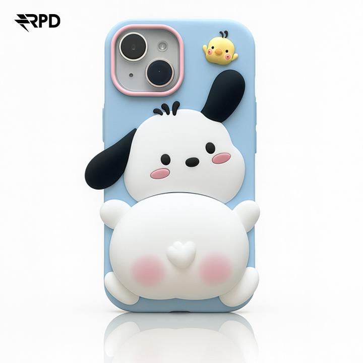 RPD iPhone 13/14/15 - Lustige 3D Hülle mit süssem Hund & Küken, Rosa ...