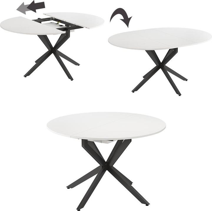 Vichy Dining table Loyd, white/black, 120 x 120 cm extendable - Galaxus