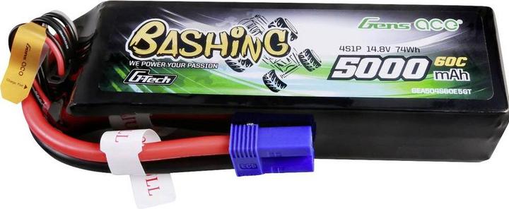 Gens Ace G-Tech 5000mAh 14.8V 4S1P 60C Lipo Battery Pack with EC5 Plug ...