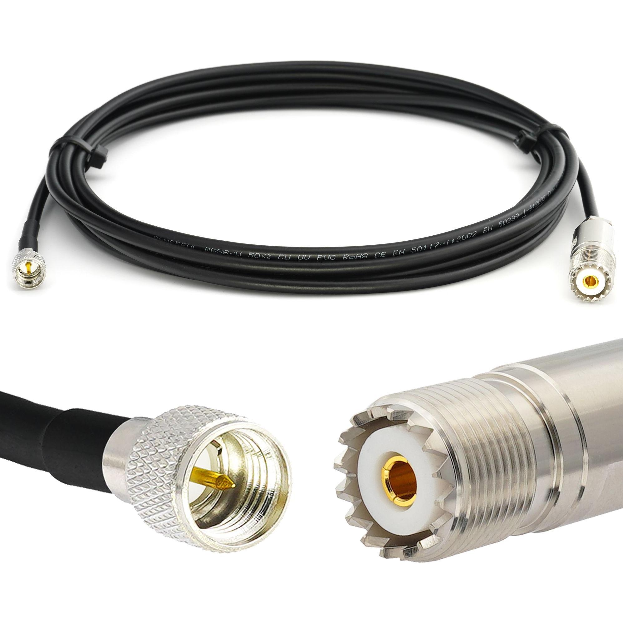Rangeful Mini UHF Male to SO239 UHF 5m RG58/U Coaxial Cable RG58-MUHFM ...