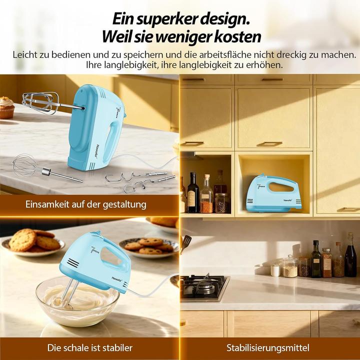 Haooair 7-Gang Handmixer mit 5-teiligem Zubehörset - Galaxus