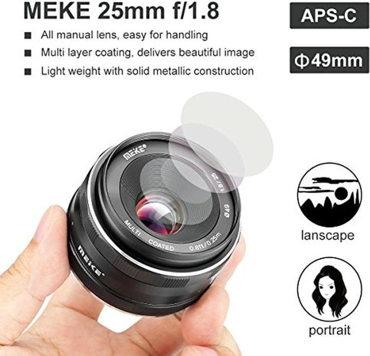 Meike 25mm f/1.8 Large Aperture Wide Angle Lens Manual Focus Lens for ...