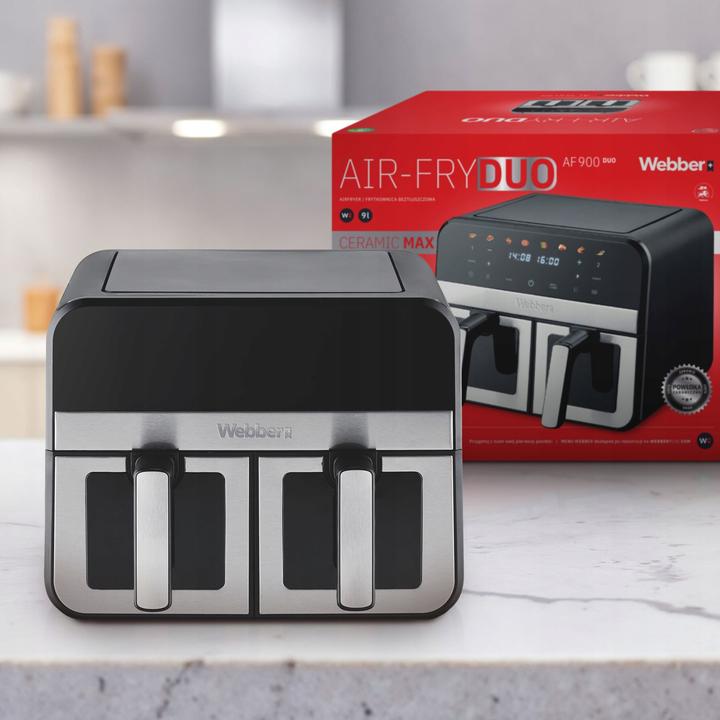 Webber Frytkownica Beztłuszczowa Podwójna Air Fryer Dwukomorowa Ceramiczna