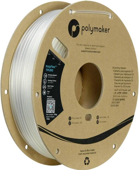 Polymaker PolyFlex TPU90 2.85 mm 0.75 kg Clear - Shore Härte 90A - Galaxus