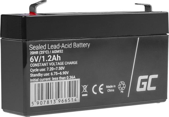 GreenCell AGM Battery Lead Acid VRLA - 6V - 1.2Ah for Toys & Alarms