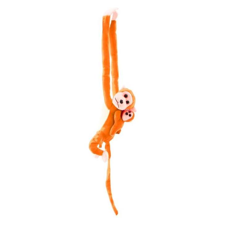 [n]fibrecare Plüsch-Maskottchen Affe mit Baby Orange 90 cm