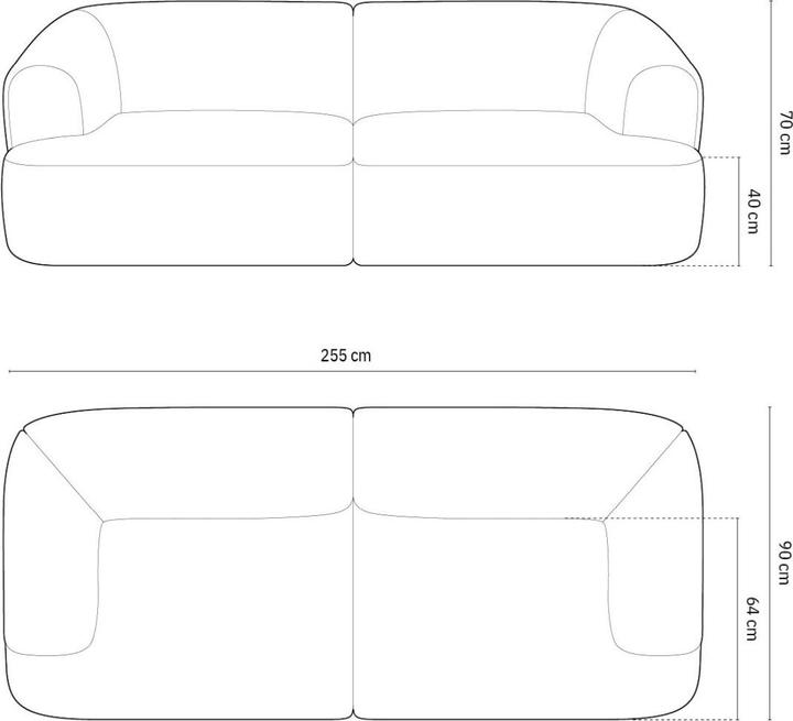 Cosmopolitan Design Modular Sofa, "Campi", 4 Seats, Silver, 255x90x70 ...