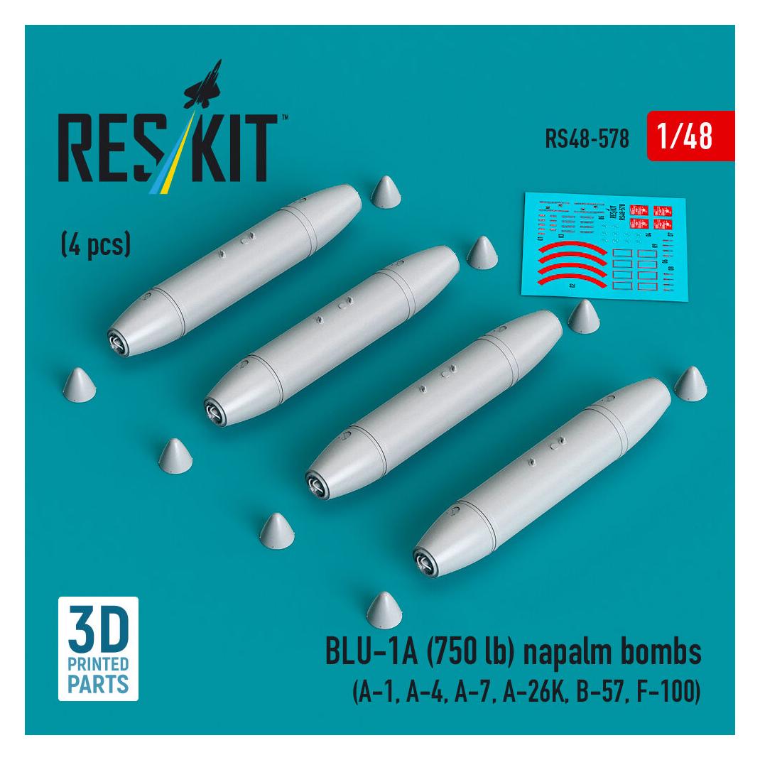 ResKit BLU-1A (750 lb) napalm bombs (4 pcs) (A-1, A-4, A-7, A-26K, B-57 ...