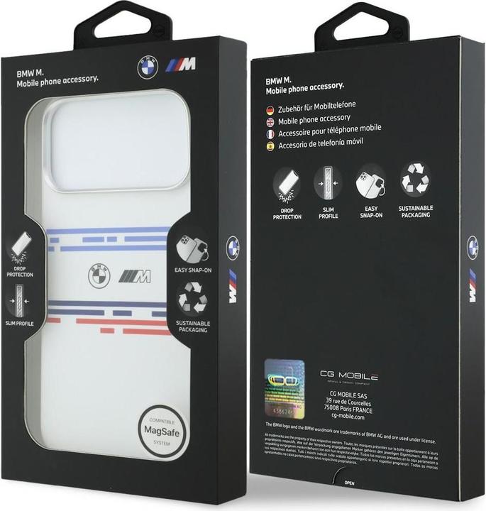 BMW M Silicon Horizontal Line MagSafe Case for iPhone 17 Pro Max White ...