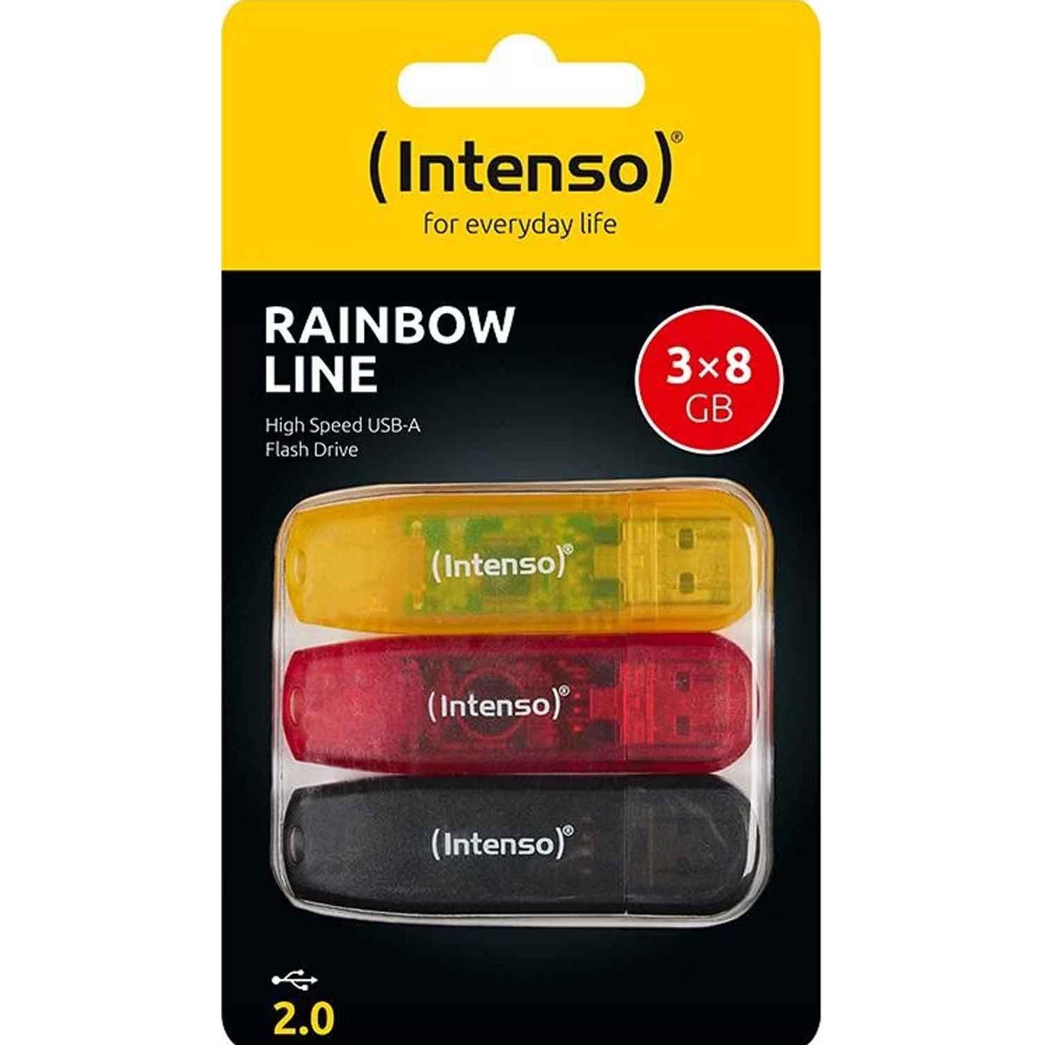 Intenso Rainbow Line 8GB USB Stick 2.0 Multipack x3 bunt (8 Go, USB-A ...