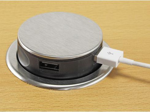 Chilitec Built-in desk socket outlet, 3-gang, UBS-A+C - buy at Galaxus