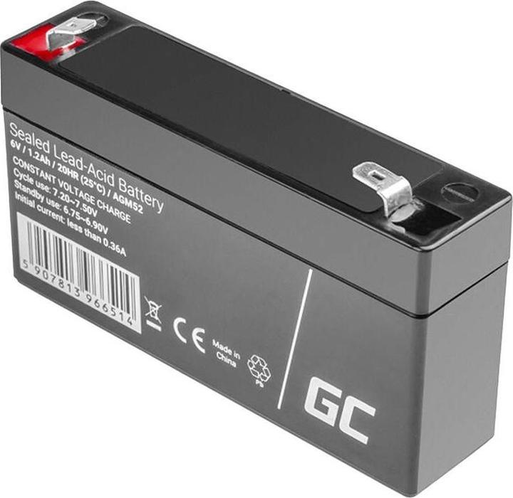 GreenCell AGM Battery Lead Acid VRLA - 6V - 1.2Ah for Toys & Alarms