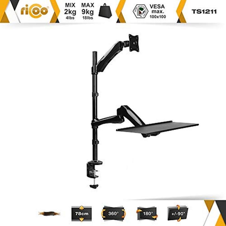 Ricoo Supporto Monitor Rotante per Postazione di Lavoro Sit Stand - Galaxus