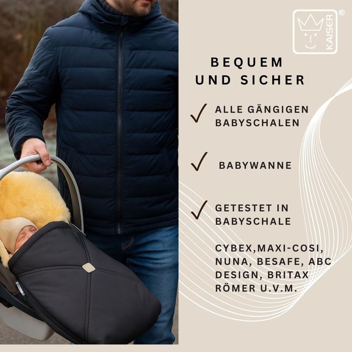Kaiser Baby Kaiser Babyschalen Fusssack aus Lammfell Emmy, anthracite ...