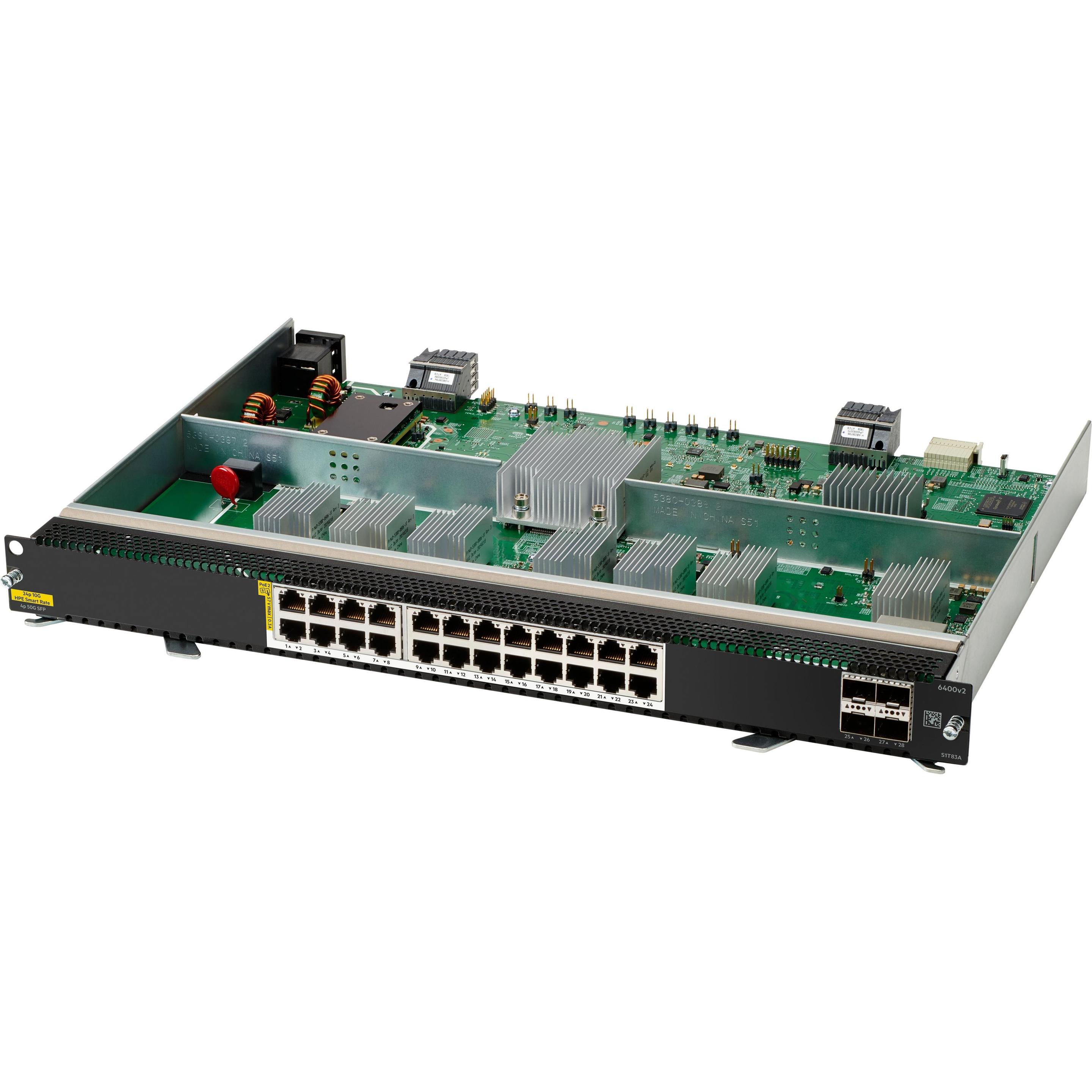HPE E Aruba 2 Module, 24 Port Smart Rate 1/2.5/5/10GbE, PoE. 4 Port SFP56