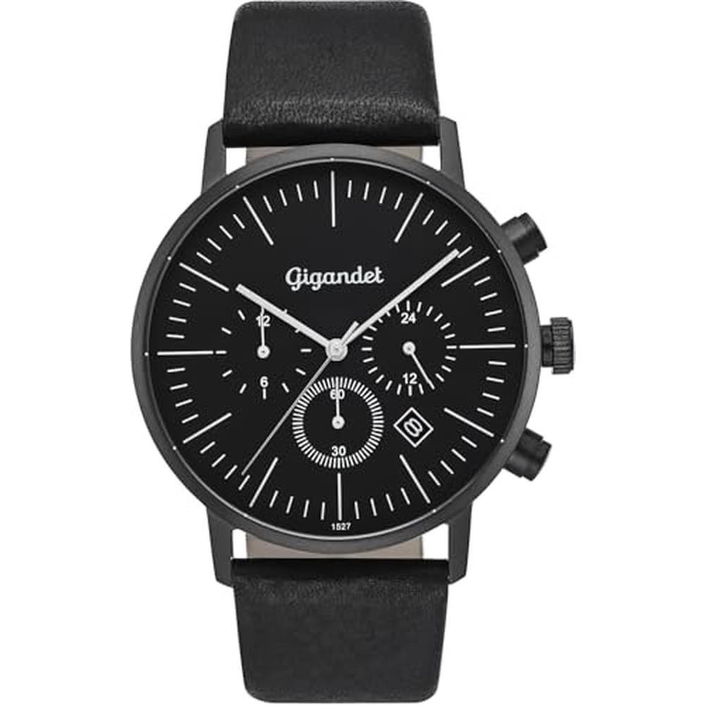 Gigandet Analoge Herrenuhr mit Lederarmband und zweiter Zeitzone - Galaxus