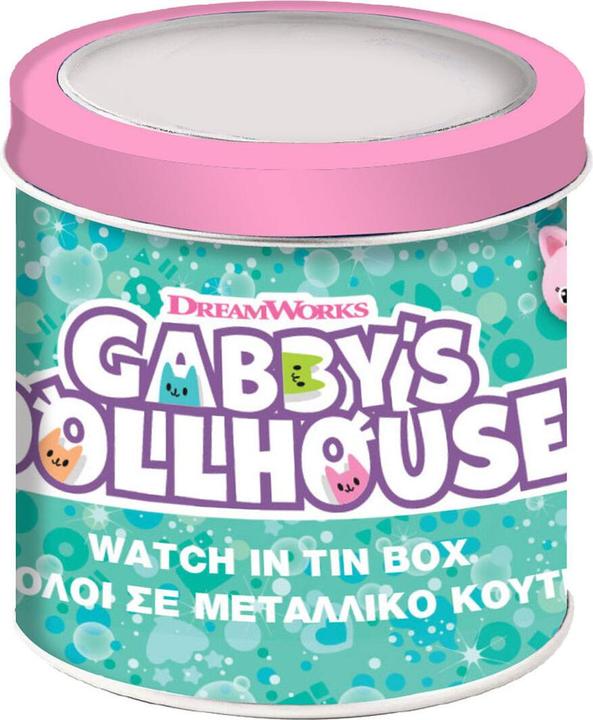 Diakakis Uhr für Kleinkinder Gabby's Dollhouse 000574089 - TIN BOX Ø 33 mm