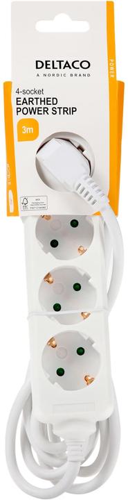 Deltaco GT-0401 power extension 4 AC outlet(s) Indoor White - Galaxus