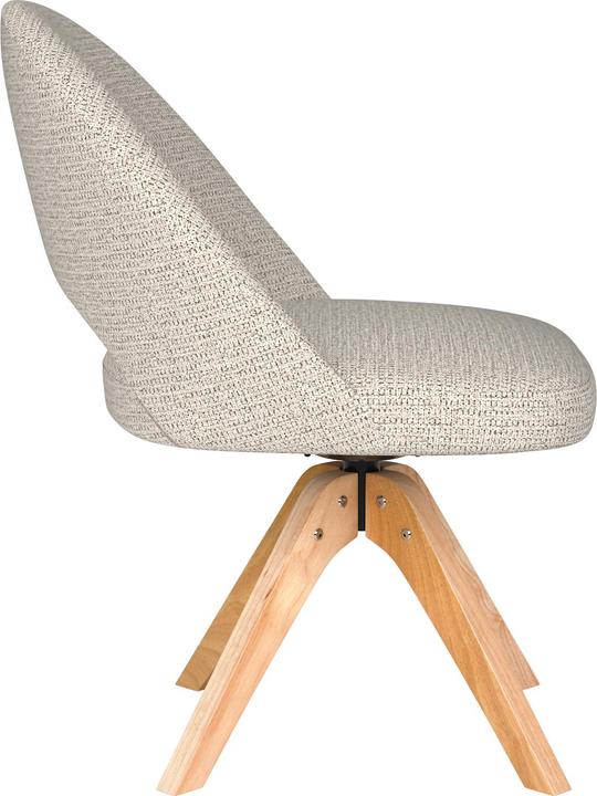 White Label Living Chair Mick Off-White Wooden Swivel