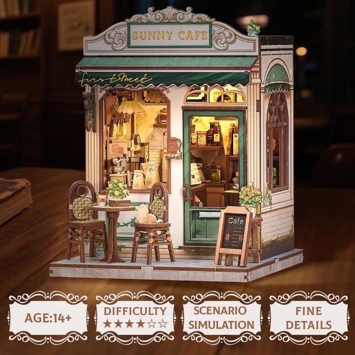 CuteBee Figurine Model Kit Miniature House Sunny Cafe 20 x 16 cm