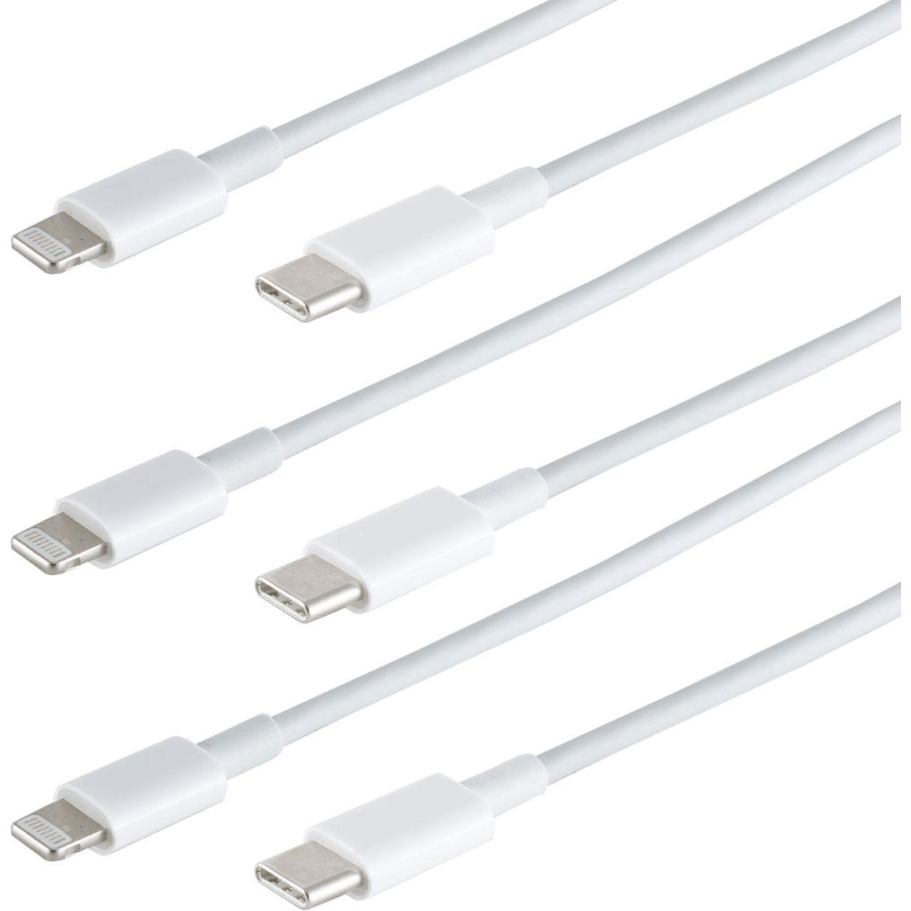 S-Impuls 3er-Set Schnellladekabel USB-C auf 8-Pin, weiss, 1,5 m - Galaxus