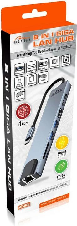 Media-Tech USB HUB 8 IN 1 GIGA LAN HUB MT5046 - buy at Galaxus