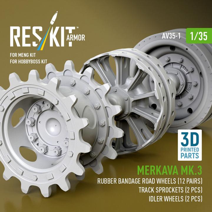 ResKit Merkava Mk.3 rubber bandage road wheels (12 pairs), track ...