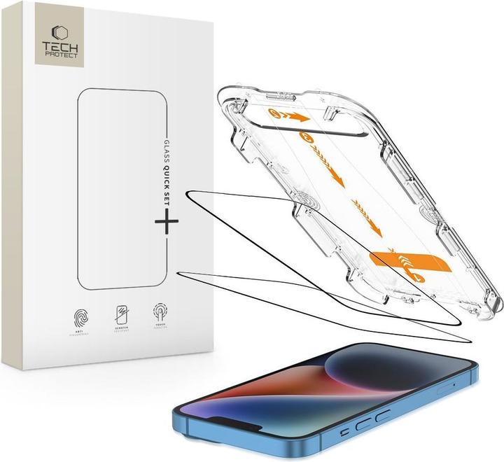 Tech-Protect Quick Set+ Panzerglas 2er-Pack für iPhone 13 / 13 PRO / 14 ...