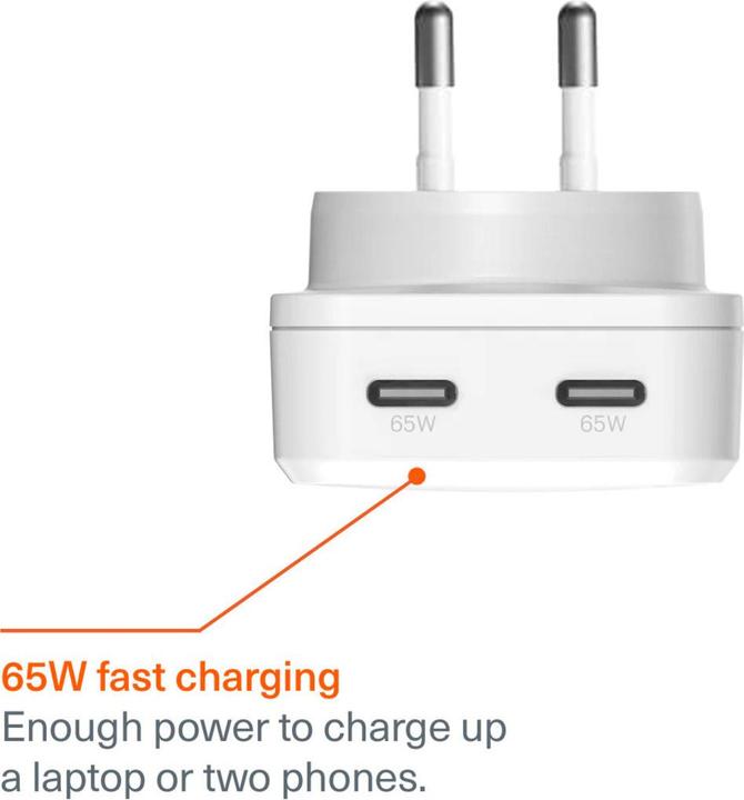 Cygnett Chargeplus Dual USB-C Slim Wall Charger 65W White (65 W) - Digitec