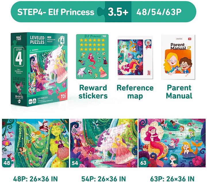 Toi World Leveled puzzle 48/54/63 pcs. XL x3 designs Step 4 Prince ...