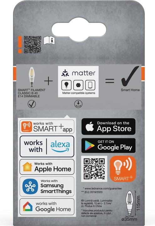 Osram SMART+ MATTER FILAMENT CLASSIC shapes DIMMABLE 4W 827 FILAMENT ...