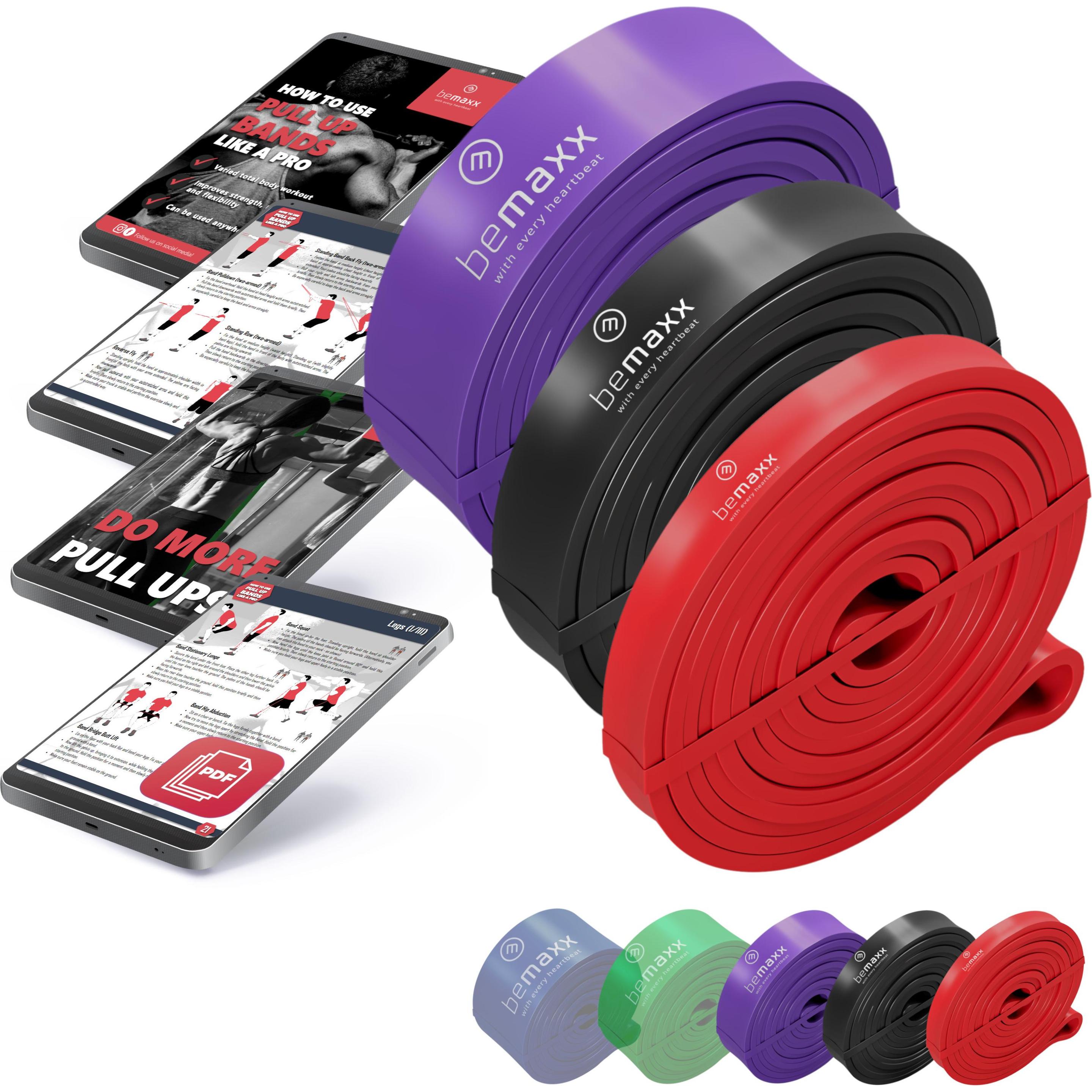 BeMaxx Fitness Klimmzugband 3er-Satz, (Rot, Schwarz, Lila) - Galaxus