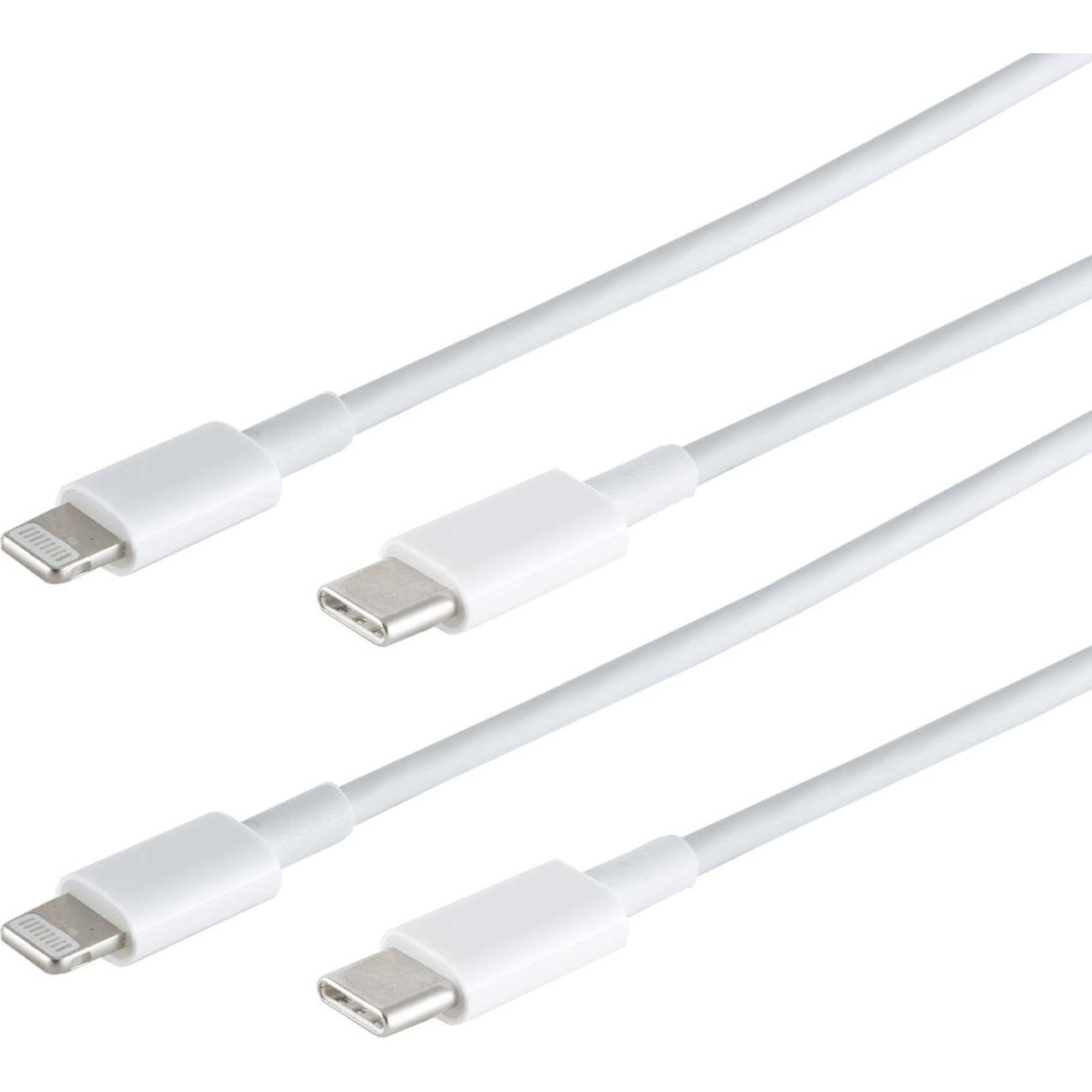 S-Impuls Set of 2 fast charging cables USB-C to Lightning, white, 1 m ...