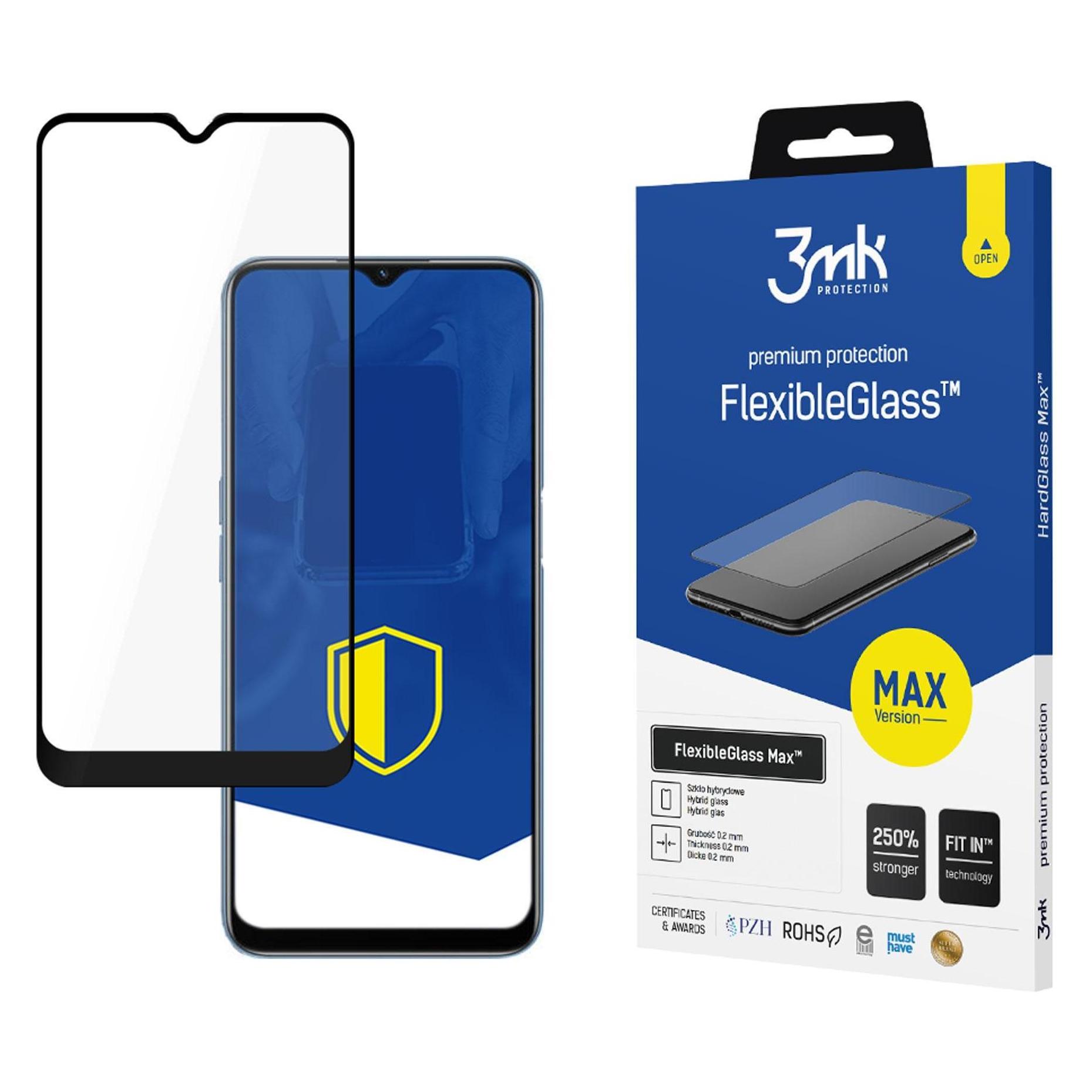 3MK hybrid glass Flexible 2.5D Max for Oppo A16 / A16s black frame