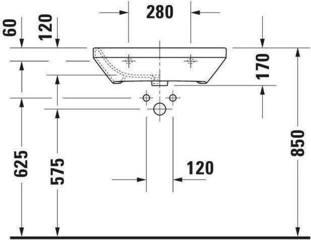 Duravit Washbasin DURASTYLE MED o ÜL m HLB 550x440mm o tap hole white ...
