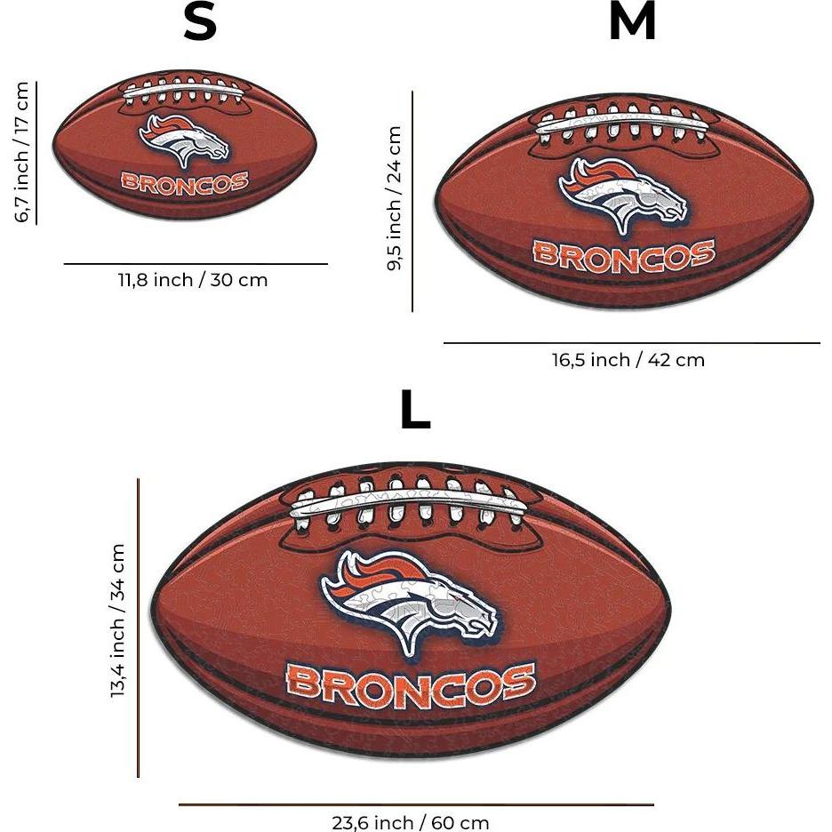 Iconic NFL - Denver Broncos – Football mit Logo - Holz Puzzle Grösse S ...