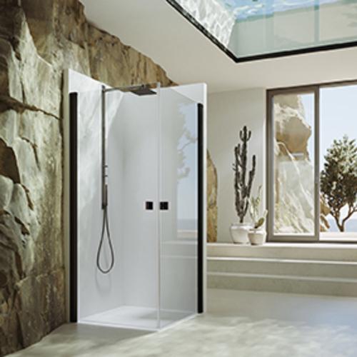 Hüppe SolvaPro partially framed 4-corner pivot door, left fastening ...