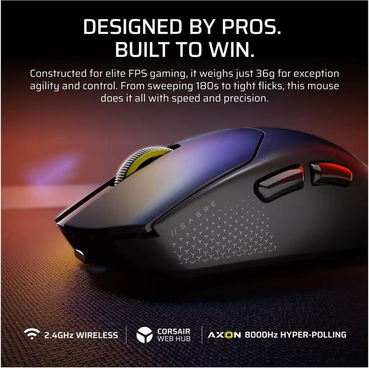 Corsair Maus Sabre v2 Pro Ultralight Schwarz (Cable, Wireless) - Digitec